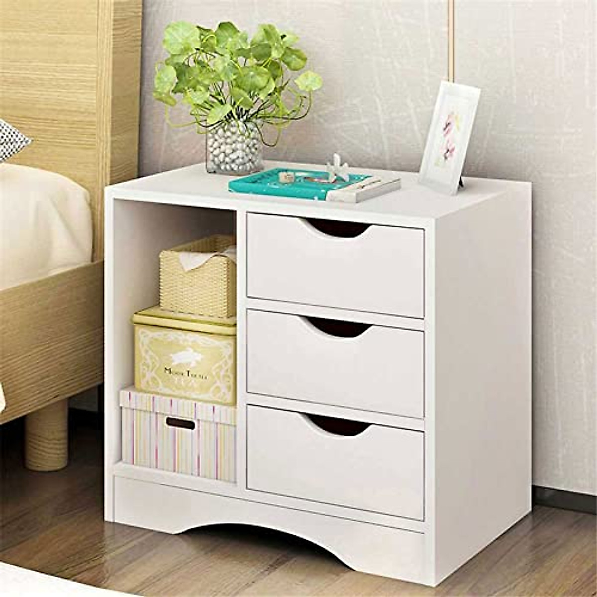 HIGOH Bedside Table Single Drawer Bedroom Bedside Table Bedside Table Modern Living Room Bedroom Locker Home Furniture