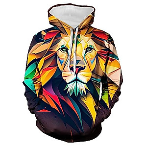 Comigeewa Sudaderas con capucha de manga larga con estampado de leopardo en 3D para hombre,capucha para Halloween con bolsillo,3-Multicolor,X-Large