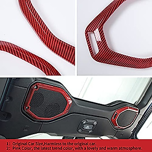 Voodonala for Jeep JL Top Speaker Audio Surround Trim for 2018 2019 Wrangler JL JLU 2020 Gladiator JT Trunk Red Carbon Fiber