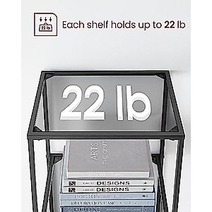 VASAGLE Bookcase, 6-Tier Bookshelf, Slim Shelving Unit for Bedroom, Bathroom, Home Office, Tempered Glass, Steel Frame, Black and Gray ULGT500G01