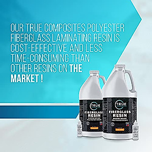 True Composites Fiberglass Resin Polyester Resin Marine Grade Resin 1 Gallon with MEKP Hardener Polymer Resin Fiberglass Repair Kit Laminating Resin for Wood Boat Building and Repair