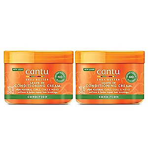 Cantu Leave-In Conditioning Cream for Natural Hair with Pure Shea Butter, 12 oz (Pack of 2) (Packaging May Vary)