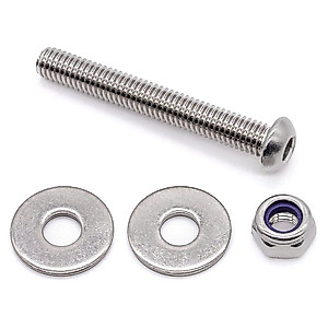 Glvaner M10-1.5 x 35mm (8 Sets) Button Head Socket Cap Screws with M10-1.5 Hex Locknuts and Large Flat Washers Assortment Tool Set