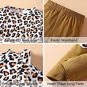 QLIPIN Little Girls 2 Piece Outfits Toddler Leopard Print Sweatshirts and Leggings Set School Outfits Clothes Fall Sets