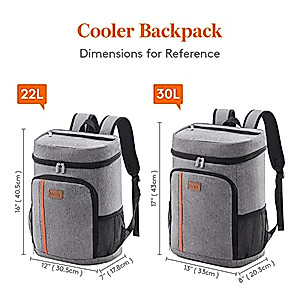 Lifewit 30 Cans Backpack Cooler Waterproof Insulated Soft Lunch Cooler Backpack Lightweight Leakproof Cooler Bag for Men Women Adults for Work Picnics Beach Camping Travel Outdoor Activities, Grey