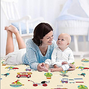 Baby Play Mat Soft Rug Carpet Reversible Waterproof Portable Double Sides Crawling Mats Cute Cartoon Nursery Rug Foam Mats for Kids 70 x 59 x 0.2 Inch
