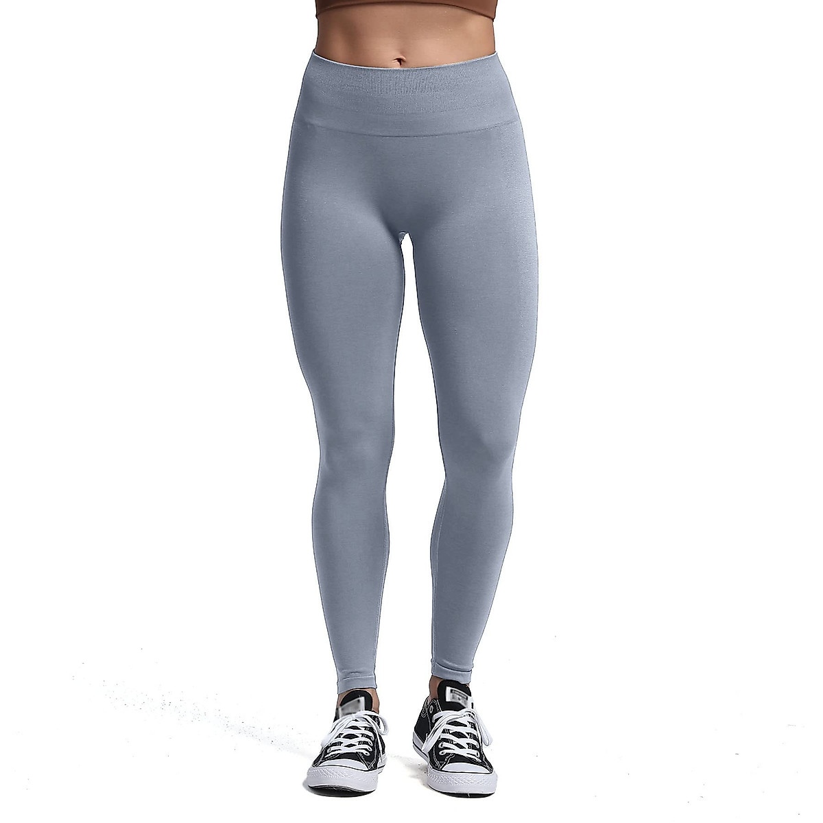 Aoxjox Seamless Scrunch Legging for Women Asset Tummy Control Workout Gym Fitness Sport Active Yoga Pants (Grey, Medium)