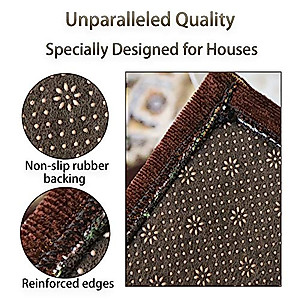 JUNCUIK Indoor Doormat Front Floor Door Rugs, 24”x 36” Super Absorbent Low Profile Mats, Non Slip Durable Inside Dirt Trapper Rug for Entryway, Machine Washable Front Door Mat, (Brown)