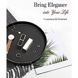 Shinowa Ceramic Decorative Tray, Bathroom Vanity Tray,Perfume Tray Cosmetic Tray for Dresser-Tops Office Living Room Kitchen Countert, Black