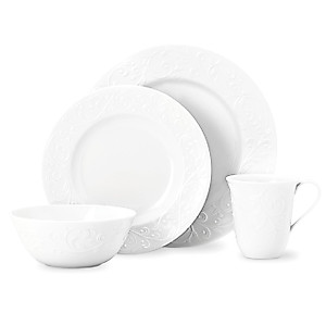 Lenox Opal Innocence Carved 4-Piece Place Setting, 4.95 LB, White