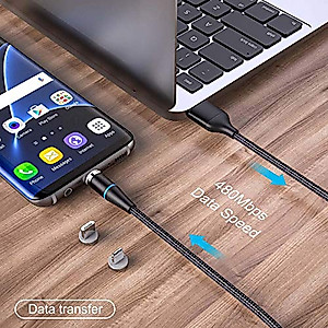 Utotrip Magnetic Charging Cable,(4-Pack,3ft,6ft,6ft,10ft) Magnetic 3A Fast Charging Cable,3-in-1 Data Transfer Magnetic Phone Charger Compatible with Micro USB,Type C(Black)