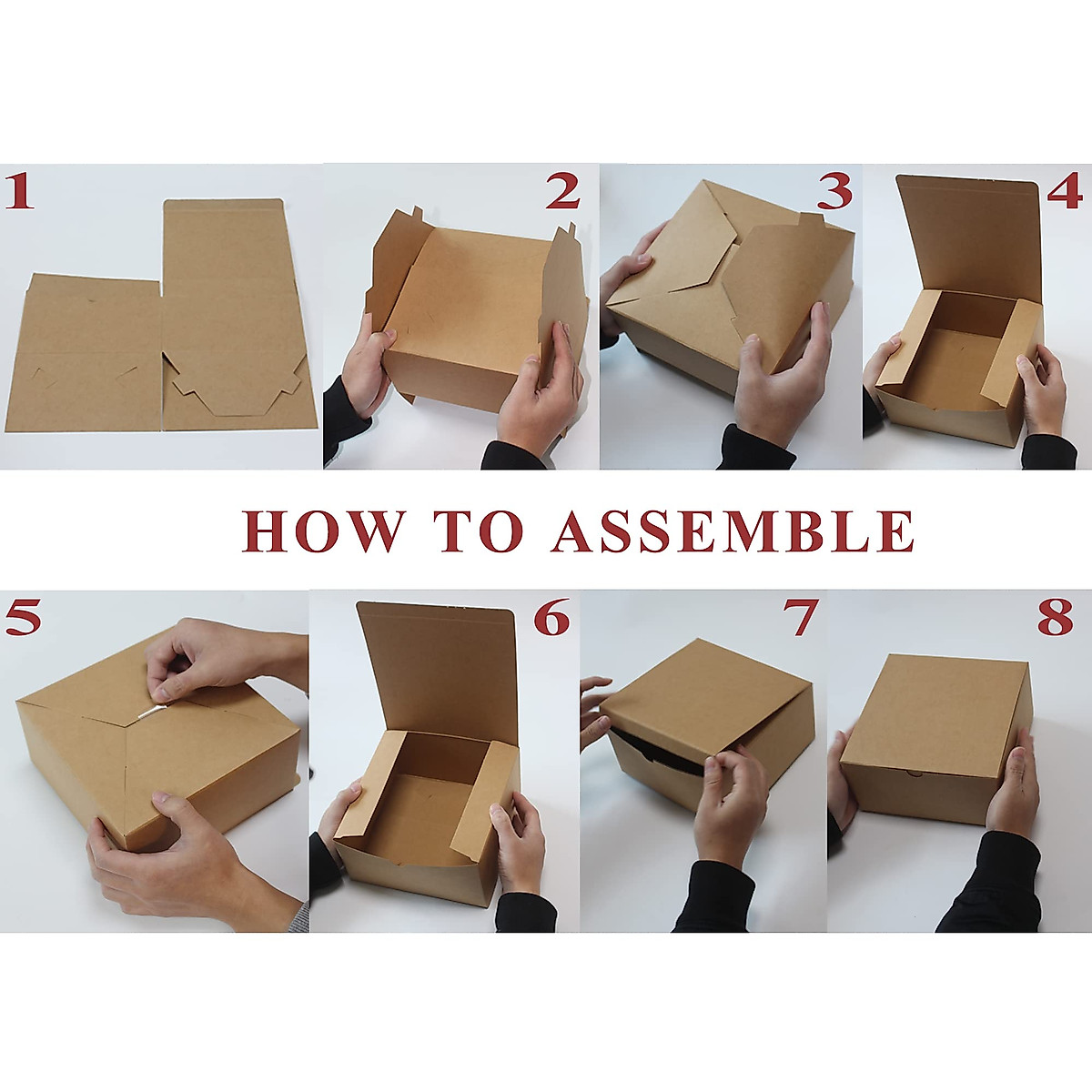 Brown Valentine's Day Gift Boxes 10 Pack 8x8x4 Inches, Paper Gift Box for Gift Packaging, Bridesmaid Proposal Box, Groomsmen Proposal Box, Birthday Party Box- Extra 20M String, 100g Shredded Paper Filler, 20xStickers