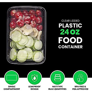 WGCC Meal Prep Containers, Food Storage Containers with Lids, To Go Containers, BPA Free, Stackable, 24oz, Microwave/Dishwasher/Freezer Safe