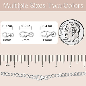 925 Sterling Silver Lobster Claw Clasp with Closed Jump Rings,Necklace Clasps and Closures Suitable for Jewelry Making Necklaces Bracelet Made in Italy