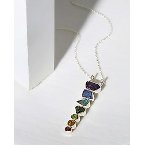 YoTreasure Chakra Healing Gemstone Solid 925 Sterling Silver Chain Pendant Necklace Jewelry