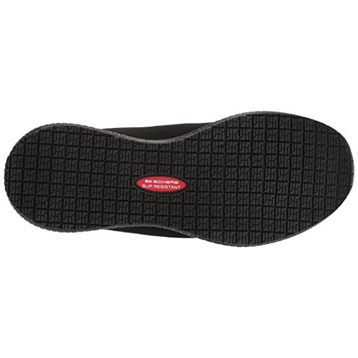 Skechers for Work Women's Squad SR Food Service Shoe, black flat knit, 5.5 M US