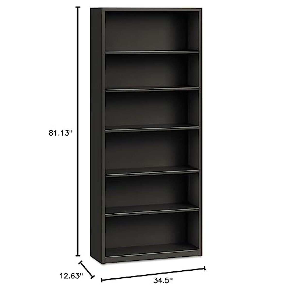 HON S82ABCS Metal Bookcase, Six-Shelf, 34-1/2w x 12-5/8d x 81-1/8h, Charcoal
