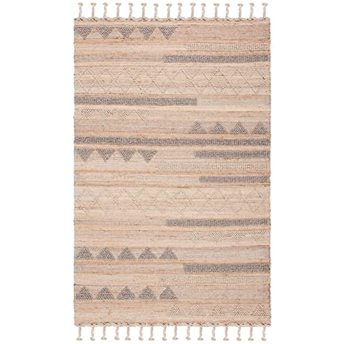 SAFAVIEH Natura Collection Accent Rug - 4' x 6', Natural & Beige, Flat Weave Boho Braided Tassel Jute & Wool Design, Ideal for High Traffic Areas in Entryway, Living Room, Bedroom (NAT278A)