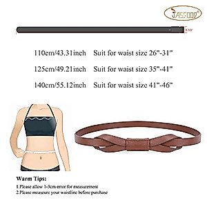 JASGOOD Women PU Leather Skinny Belt for Dress Adjustable Thin Waist Belt for Lady, Suit for Waist Size 26-31 Inches, A-Coffee