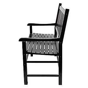 Shine Company 4217BK Eden Garden Indoor Outdoor Porch Wooden Bench, Black