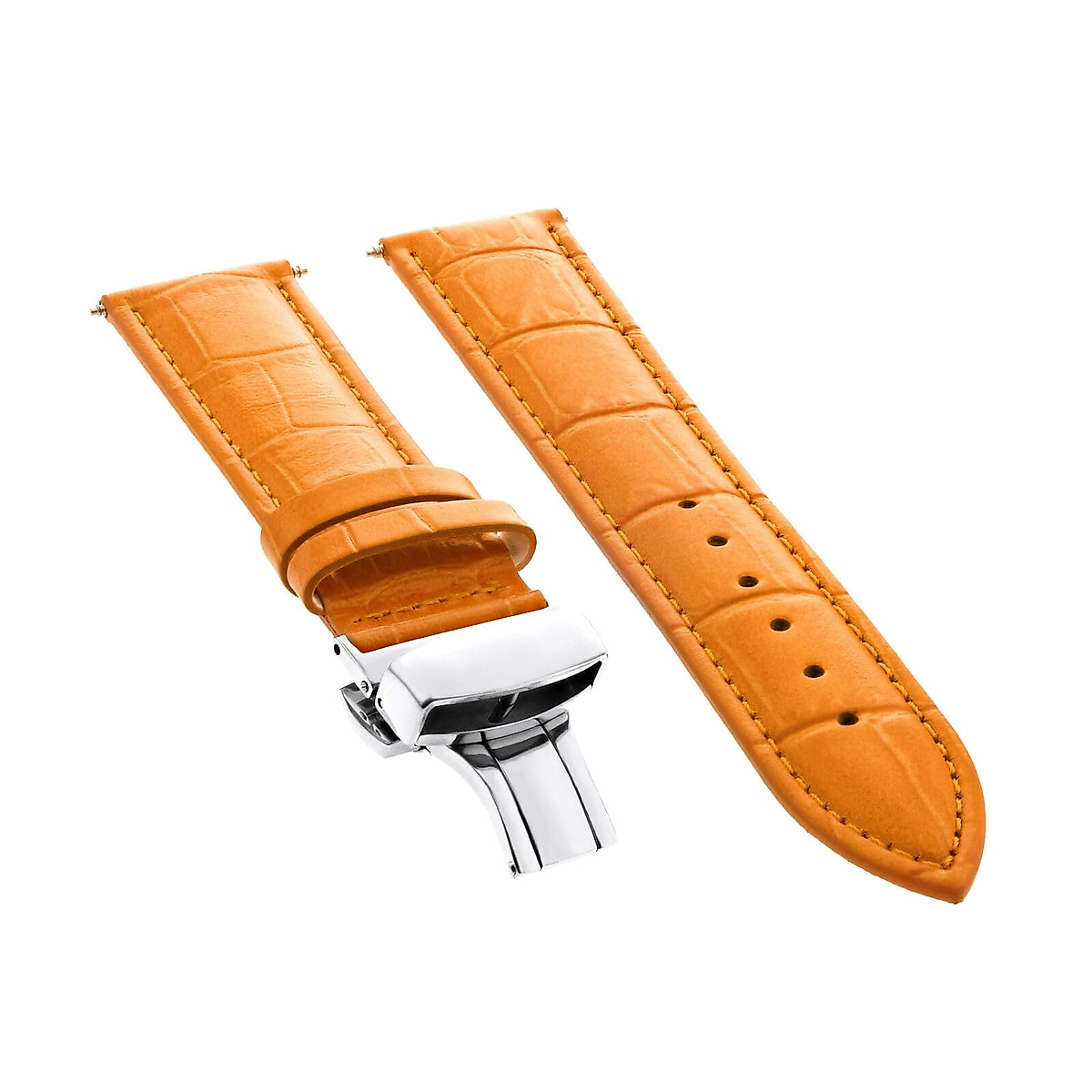 Ewatchparts 19MM LEATHER WATCH BAND STRAP FOR IWC PILOT PORTUGUESE + DEPLOYMENT CLASP ORANGE
