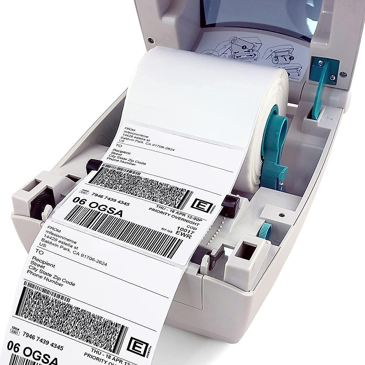 4x6 Direct Thermal Labels 20 Rolls, BESTIKER Thermal Shipping Label Roll of 250 Labels Compatible Zebra 2844 Rollo Thermal Printer 4x6 Label with Perforated Line (1” Core) - Total 5000 Labels