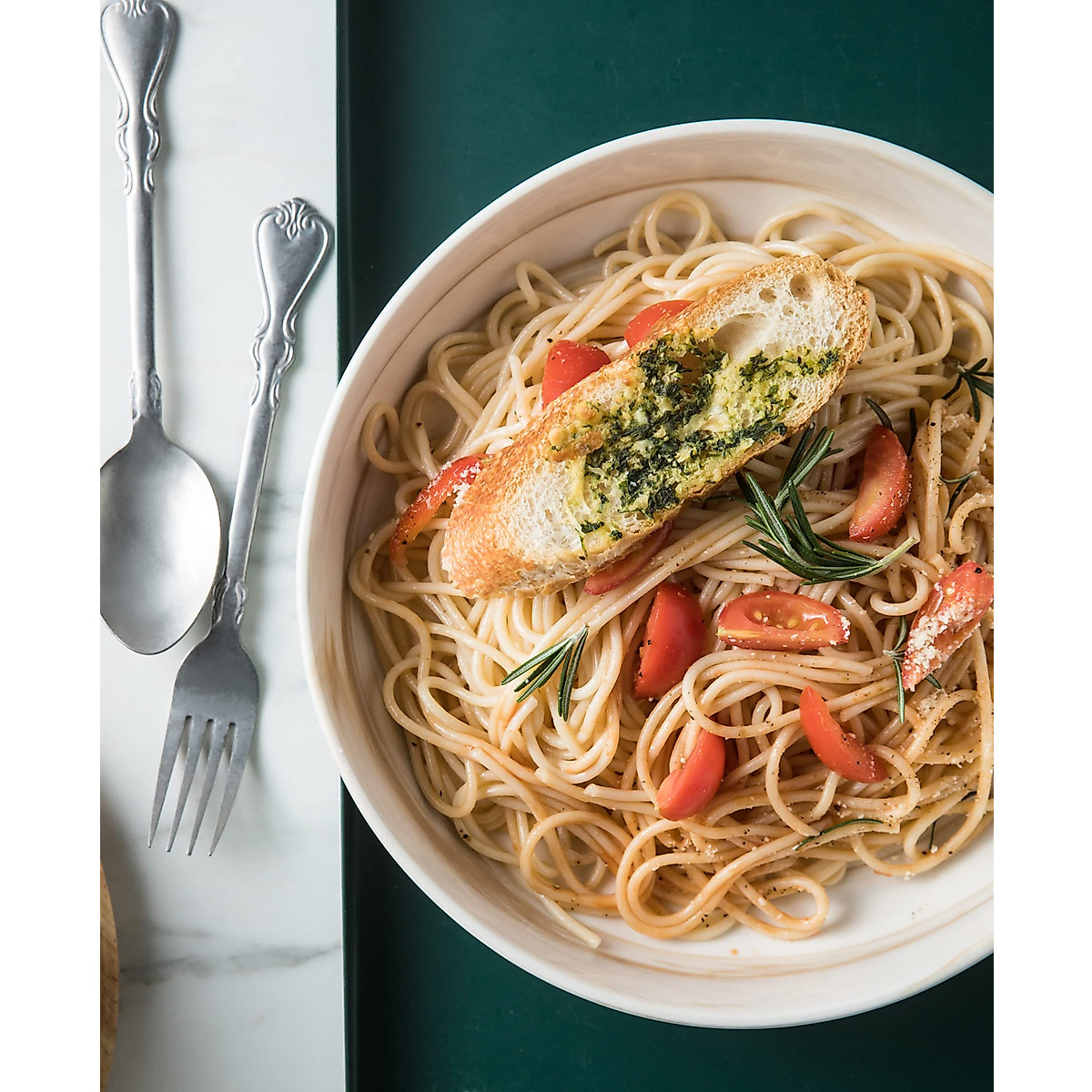 LYEOBOH Serving Bowls for Entertaining, Large Pasta Serving Bowl, 57 OZ., Set of 2 Porcelain Decorative Bowl for Thanksgiving Christmas, Shallow Vegetable Bowls for Fruit, Snacks, Kitchen Prep