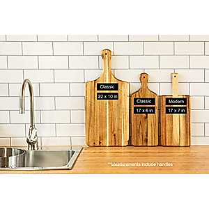 Villa Acacia Wooden Cutting Board - 17 x 6 Inch Wood Board Serving Tray for Bread and Cheese with Handle - Decorative Charcuterie Boards for New Home, Wedding Gift