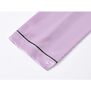 Topgal Little & Big Girls Pajama Set Size 8 - Lilac Satin Silky Cute Summer Short Sleeve & Pants Outfit