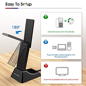 EDUP LOVE USB 3.0 WiFi Adapter AC1900Mbps 5.8Ghz/2.4Ghz 6dBi Antennas Wireless Network Adapter Wi-Fi Dongle for Laptop Desktop PC Supports Windows 10/7/8/8.1/XP Mac OS X 10.6-10.15.4