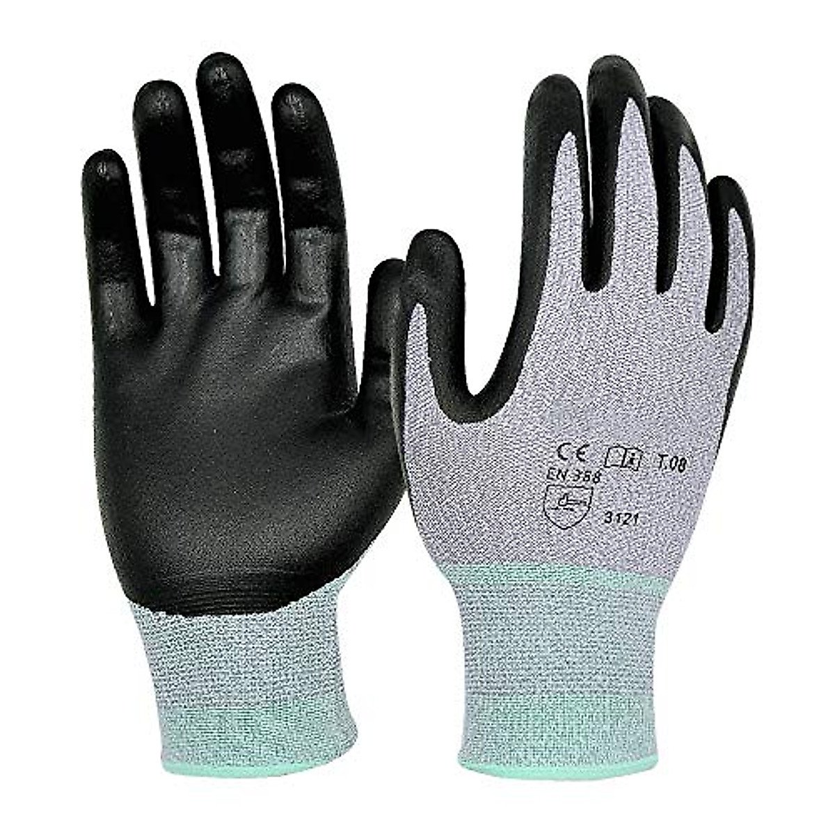 Ultra Durable Safety Work Gloves for Women Men, Seamless Knit Non-Slip Elastic Nylon Gloves, Power Grip, 3D Comfort Stretch Fit, Smart Touch Screen, Breathable, Abrasion, Antistatic, Small
