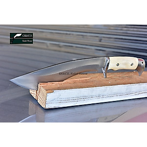 GK&CO. Kukri House Authentic Kukri/khukuri-9 Inch Bahadur Hunter Knife-Carbon Steel Made White Bone Full Tang Handle White Leather Sheath (14" Overall Length)- Handmade from Nepal