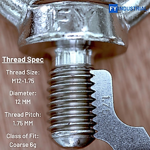 Stainless Steel Machinery Shoulder Lifting Eye Bolt (M12, 2 Items)