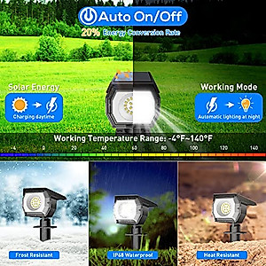 EIUIO Solar Outdoor Lights, Solar Lights Outdoor Waterproof, Solar Spot Lights Outdoor with Auto On/Off and 3 Lighting Modes, Outdoor Lights for Garden Decor, Outdoor Decor, 4 Pack(Cool White)