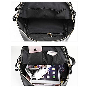 ZZFAB Rhinestone Backpack Faux Leather Black