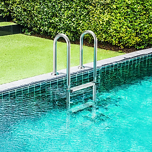YOLENY Swimming Pool Ladder for Inground Pools, 3 Tread In-Ground Stainless Steel Pool Step with Non-Slip Integrated Pedal, Easy Assembly and Climbing