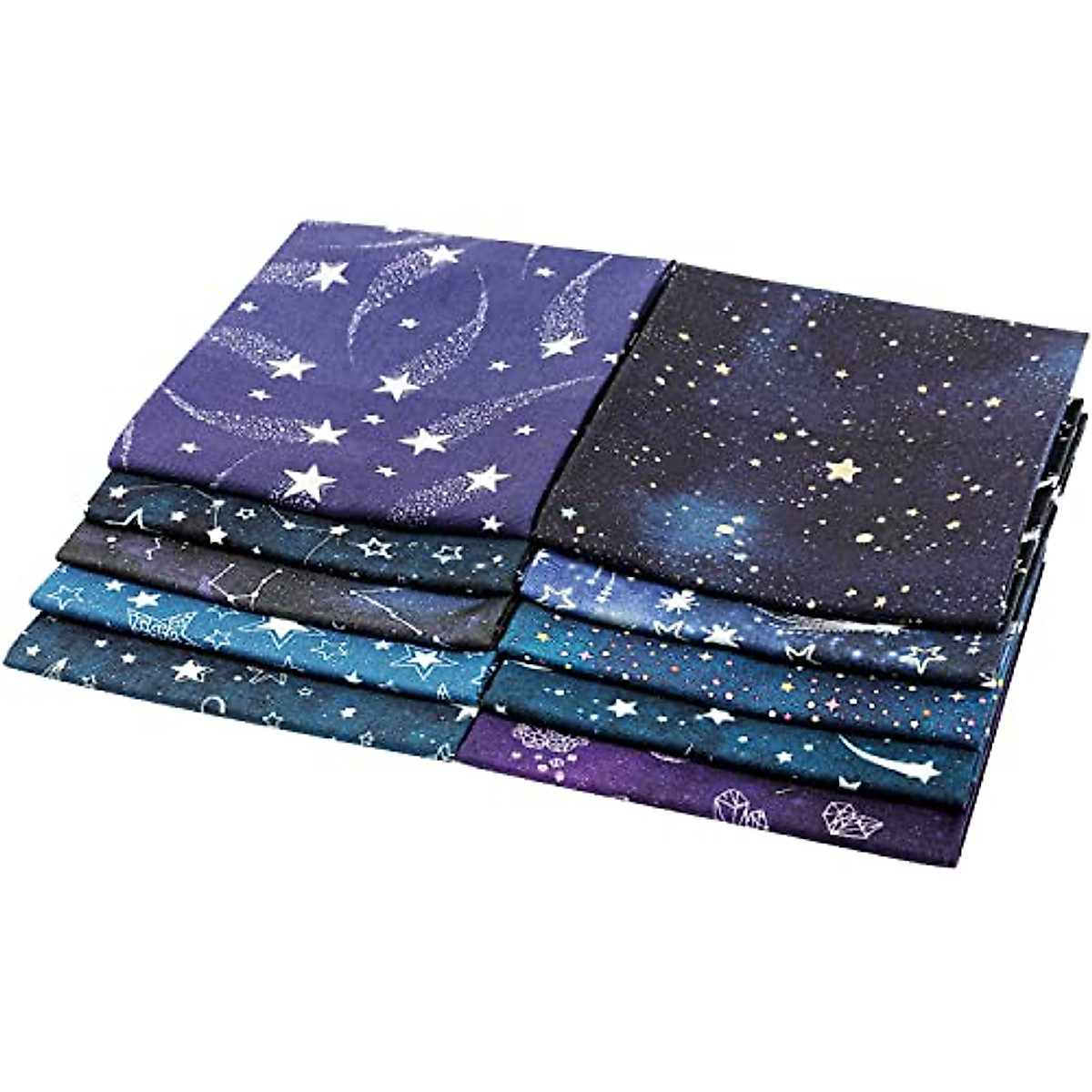 Craftido -25 Options- 100% Cotton Quilting Fabric Bundles 10pcs Fat Quarters 18”x21”-Medium Weight 5.2 oz- for Quilting, Sewing Project, Patchwork, DIY Crafts – Starry Sky