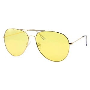 Mens Large Aviator Yellow Lens Sunglasses - Colored Tint Lens