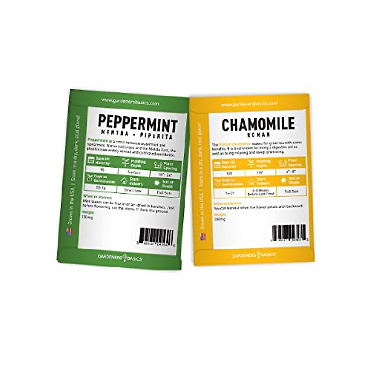 Herbal Tea Seeds for Planting Indoors and Outdoors 5 Variety Packets Echinacea, Peppermint, Lavender, Chamomile and Lemon Balm - Great for Kitchen Herb Garden Heirloom Herb Seeds - Gardeners Basics