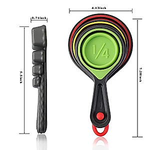 Collapsible Colander - 2 Pc Strainer Plus Portable Food Grade Silicone Measuring Cups and Spoons - Pasta Strainer for Draining, Vegetables, Fruits 1 Medium 4-Quart & 1 Small 2-Quart - Home Essentials