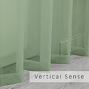 OVZME Bedroom Curtains 2 Panel Sets 84" Inch Length - Transparent Light Weight Soft Window Treatment Panels for Study Room/Living Room/Guest Room, Sage Green, Per Panel W42 X L84 inches