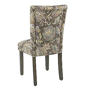 HomePop Parsons Classic Upholstered Accent Dining Chair, Set of 2, Multicolor Gray Floral