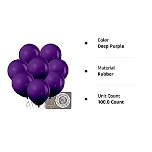 AFTERLOON® Biodegradable Mini Balloons 100 pcs Deep Purple 5 Inch, Matte Color Thickened Extra Strong Latex Helium Float, Baby Shower Gender Reveal Garland Arch Wedding Birthday Party Decorations