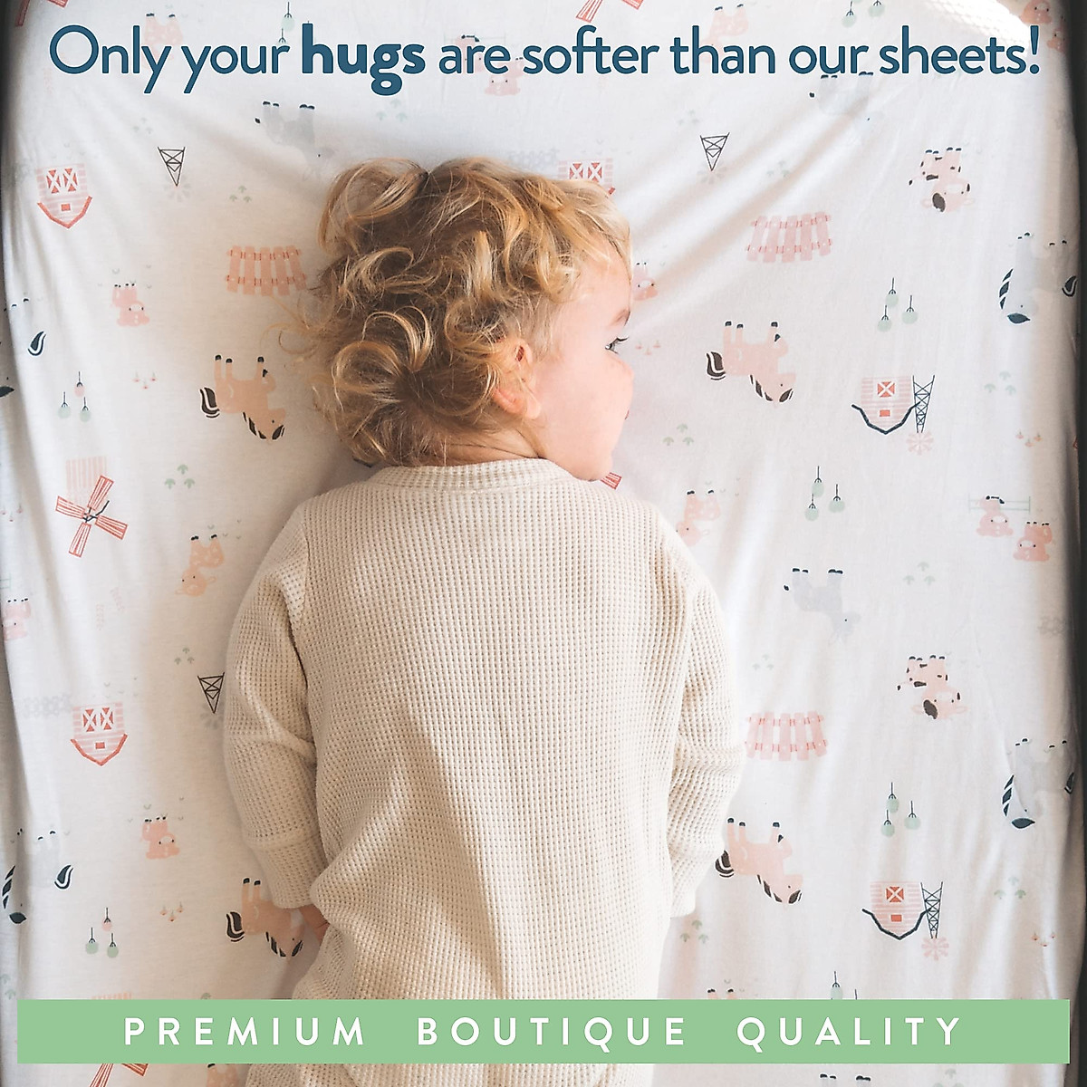 Mini Portable 24x38 Fitted Crib Sheets – Compatible with Dream on Me, Delta Porta Crib and Arms Reach Ideal Cosleeper – 100% Jersey Cotton – Farm Animals – 2 Pack