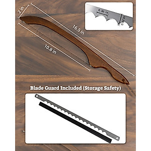 indirewash 16.5” Bread slicer for Homemade Bread, Serrated Bread Knife for homemade bread with Bow Design, Premium Bread Knife, Bread Slicer, Bread Cutter for Bagels, Baguettes, Dark Brown Color