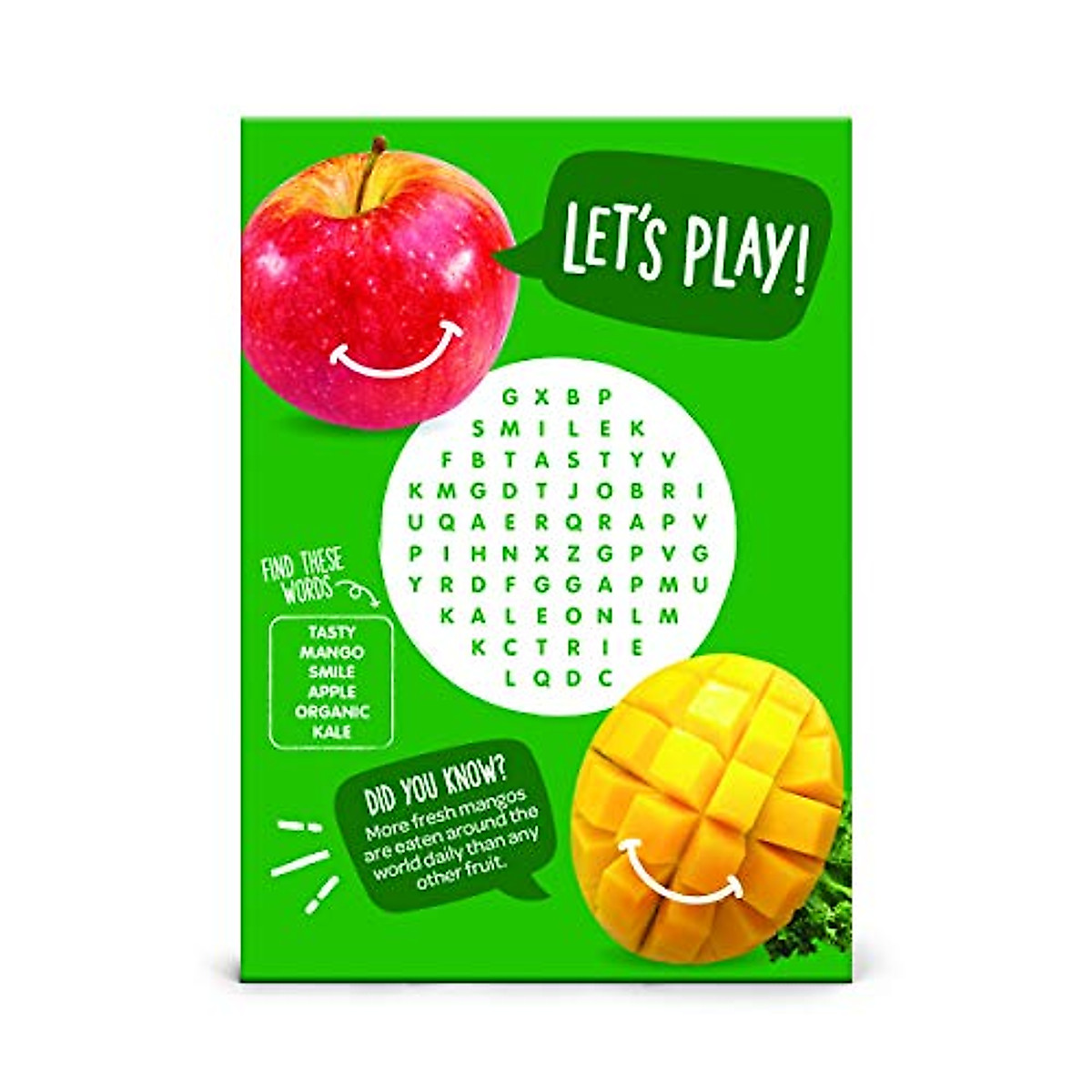 HAPPYKID Organics Organic Kid Snack, Apple, Kale, & Mango, 3.17 Ounce Pouch, Pack of 16 (Packaging May Vary)