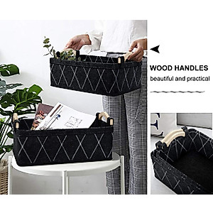 Oubra Grey Storage Baskets Bins Empty Gift Basket Rectangle Foldable Storage Cubes for Dog Toys Toilet Paper Under Shelf Basket