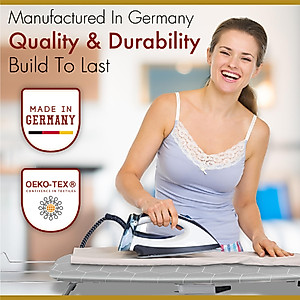 arteneur Ironing Board Cover and Pad 15x54 - Made in Germany Iron Board Cover with Heat Reflective Aluminum Coating and Padding- Heavy Duty Iron Board Cotton Cover with Elastic Drawstring Stretch Fit