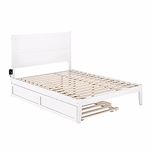 AFI NoHo Queen Bed with Twin Extra Long Trundle in White