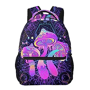 DADABULIU School Backpack Trippy Magic Mushrooms Psychedelic Mystic for Women Men Student Bookbag Durable Casual Daypack Teens College Lightweight Hiking Travel Bag